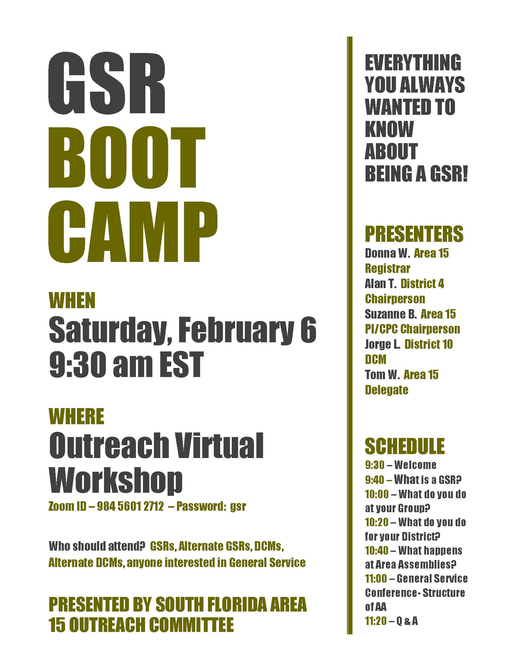 GSR BOOT CAMP - Alcoholics Anonymous District 4 General Service ...