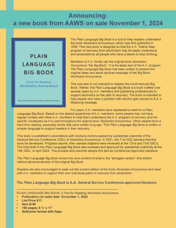New Literature items coming from AAWS! - Alcoholics Anonymous District ...